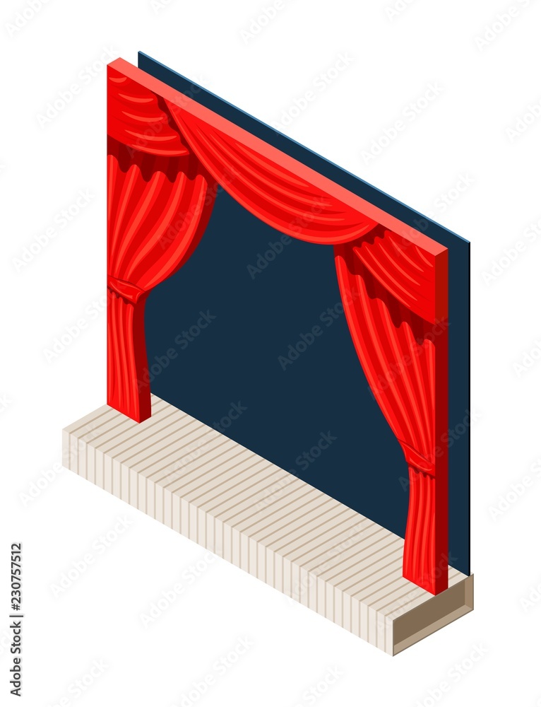 Abstract theater on a white background. Stage and backstage theater in ...
