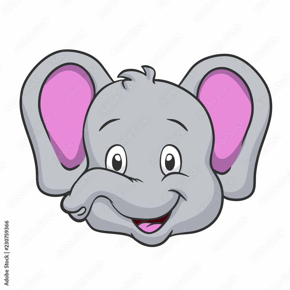 Cartoon elephant face Vector illustration Stock Vector | Adobe Stock