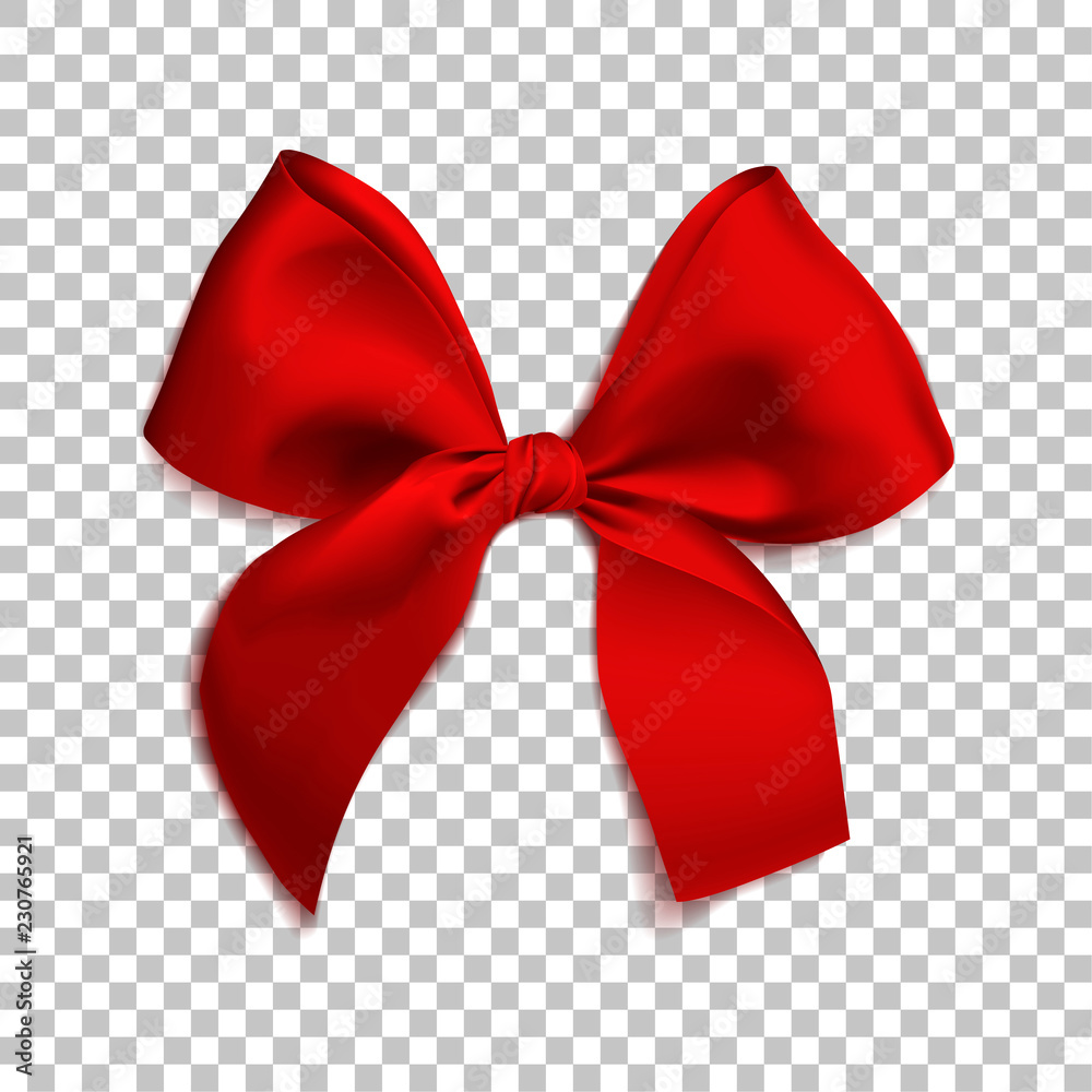 Realistic red bow isolated on transparent background. Template for ...