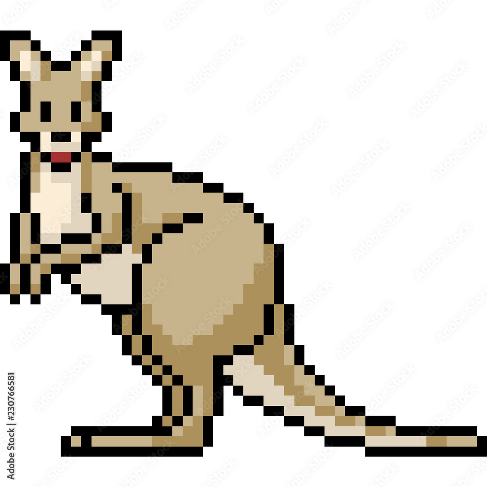 vector pixel art kangaroo Stock Vector | Adobe Stock