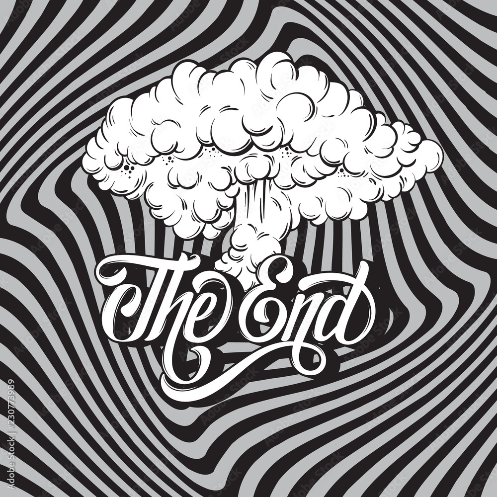 Vector handwritten lettering " The end" made in vintage style. Hand ...
