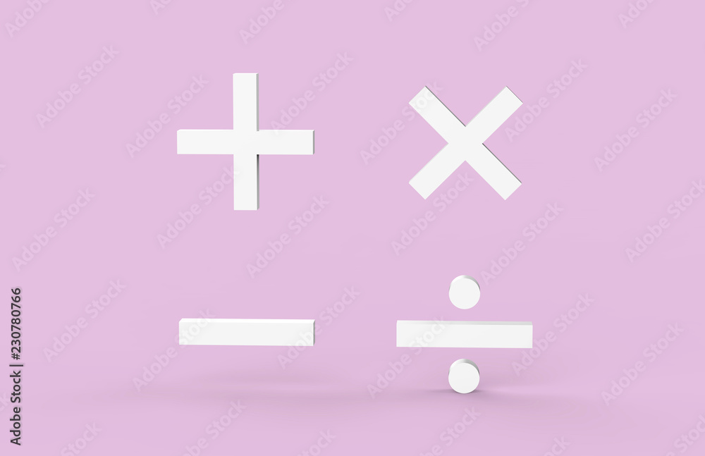 Plus Minus Divide Multiply Symbols, 3D Illustration Stock Illustration ...