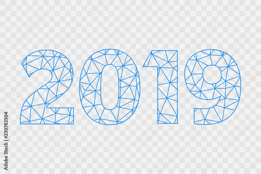 2019 poly vector symbol on transparent background. Happy New Year ...