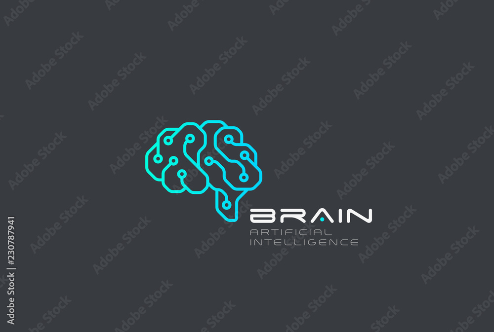 Brain Artificial Intelligence Logo design vector. AI Brainstorm Stock ...