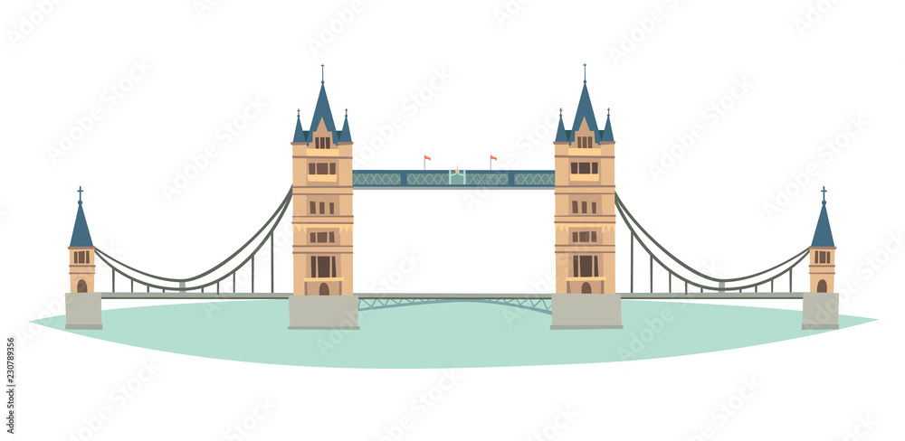 London Bridge Tower vector Illustration. England landmark, London city ...