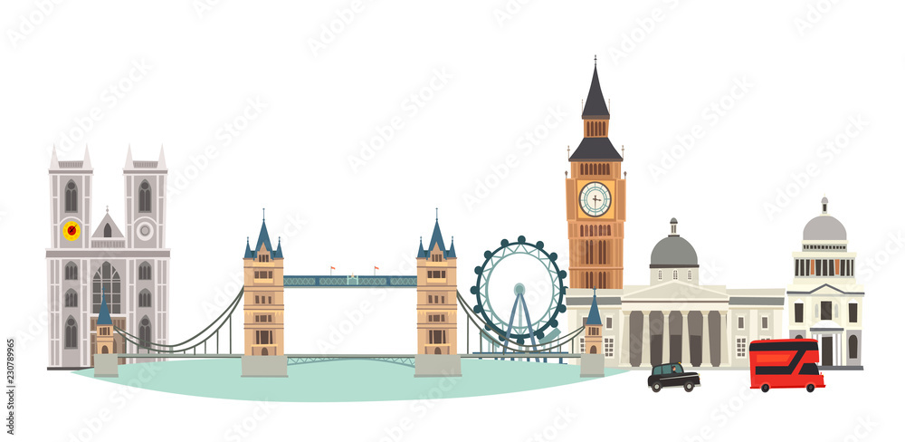 London cityscape vector illustration. Cartoon United Kingdom skyline ...