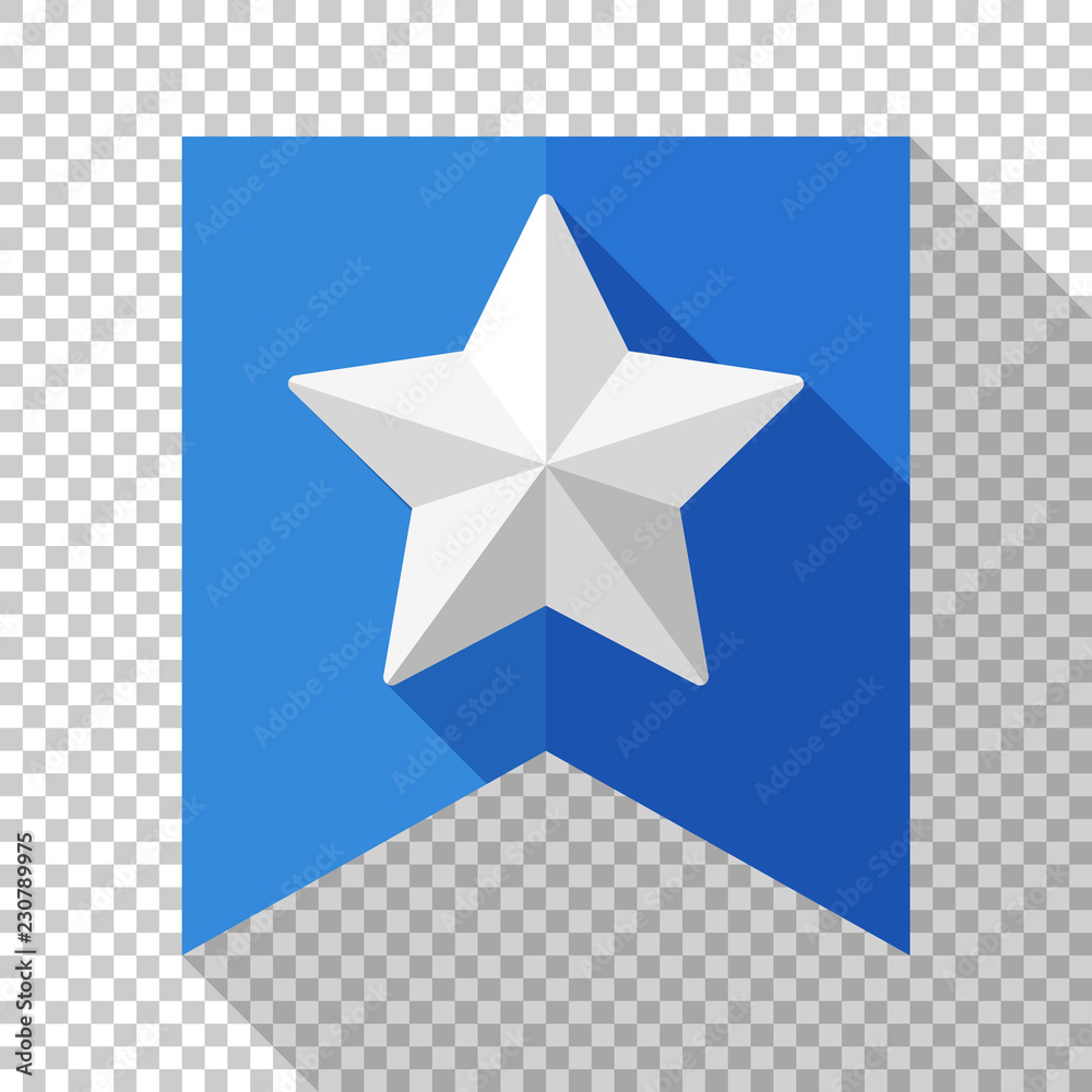 Star on the flag icon in flat style with long shadow on transparent ...