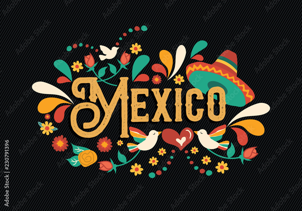 Mexico quote greeting card for mexican holiday Stock Vector | Adobe Stock