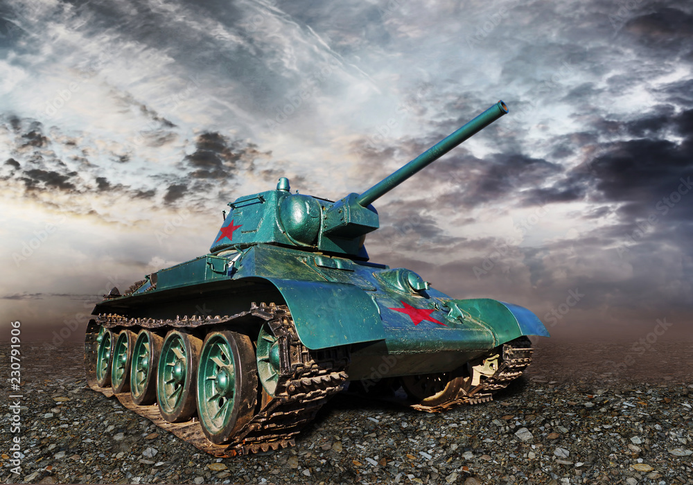 Photo & Art Print Old Soviet armored tank from the Second World War T ...