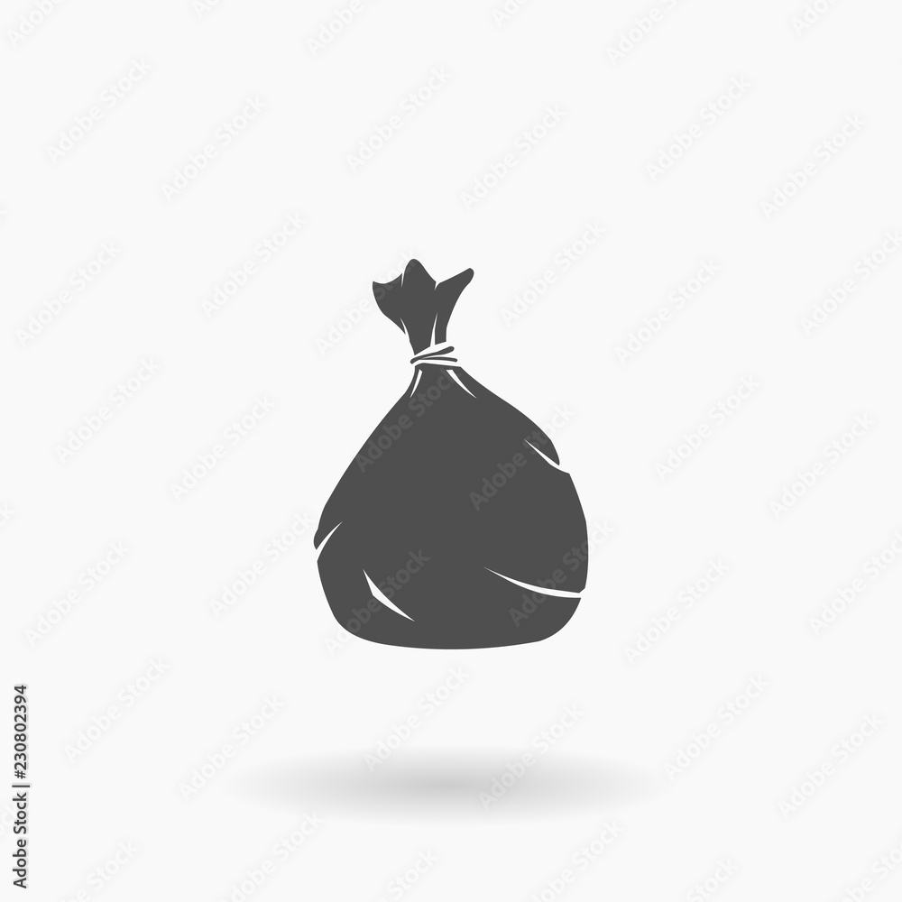 Garbage Bin Bag Icon Illustration Silhouette Stock Illustration | Adobe ...