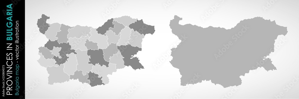 Vector map of Bulgaria regions gray monohromatic Stock Vector | Adobe Stock