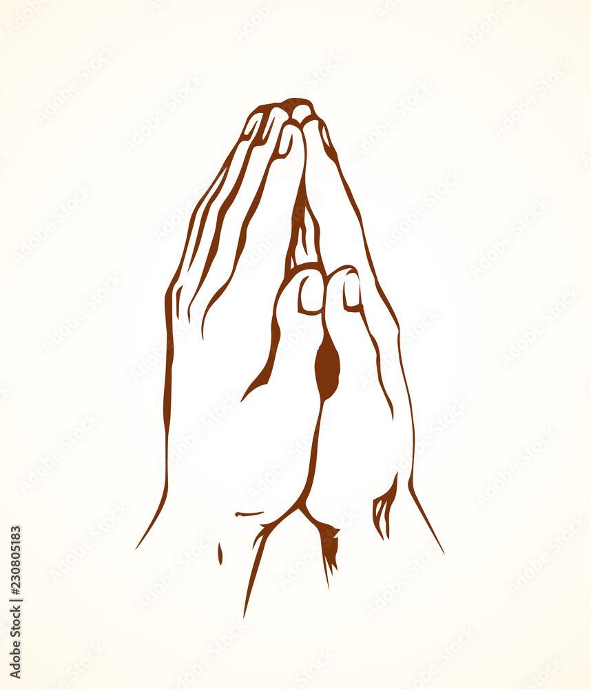 Praying hands. Vector drawing Stock Vector | Adobe Stock