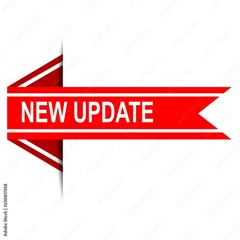red banner with text new update Stock Vector | Adobe Stock