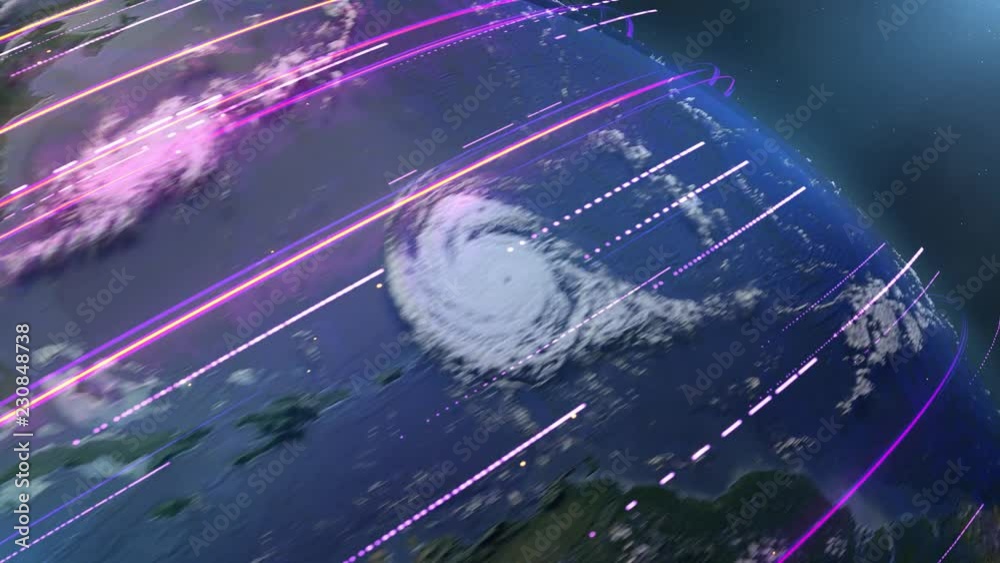 3d render Earth planet rotation animation with motion blur and light ...