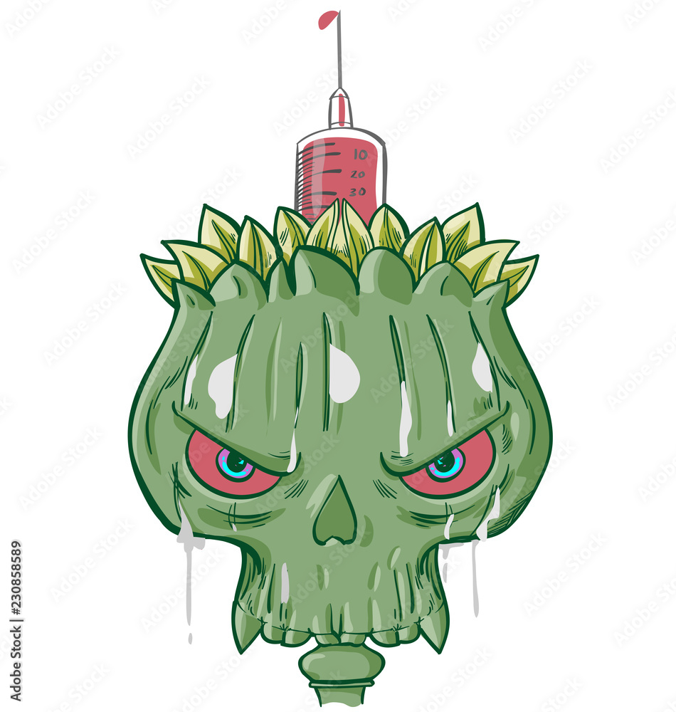 opium addiction with skulls and death symbols cartoon vector ...