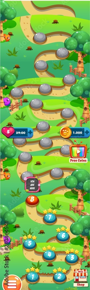 Level World Map for Mobile Games - Assets - For Game Reskin Stock ...