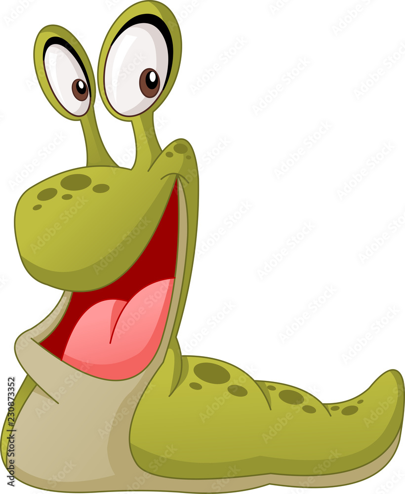 Cartoon cute slug. Vector illustration of funny happy animal. Stock ...