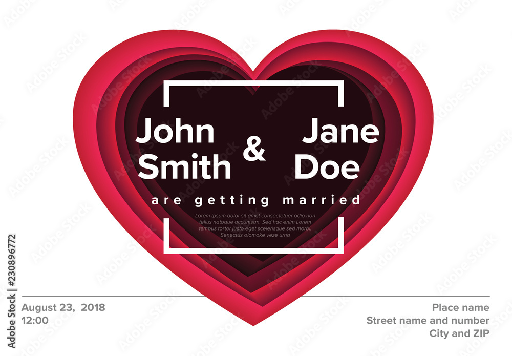 Wedding invitation Layout with Heart Stock Template | Adobe Stock