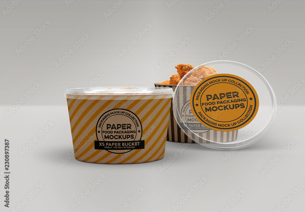 Two Wide Paper Buckets Mockup Stock Template | Adobe Stock