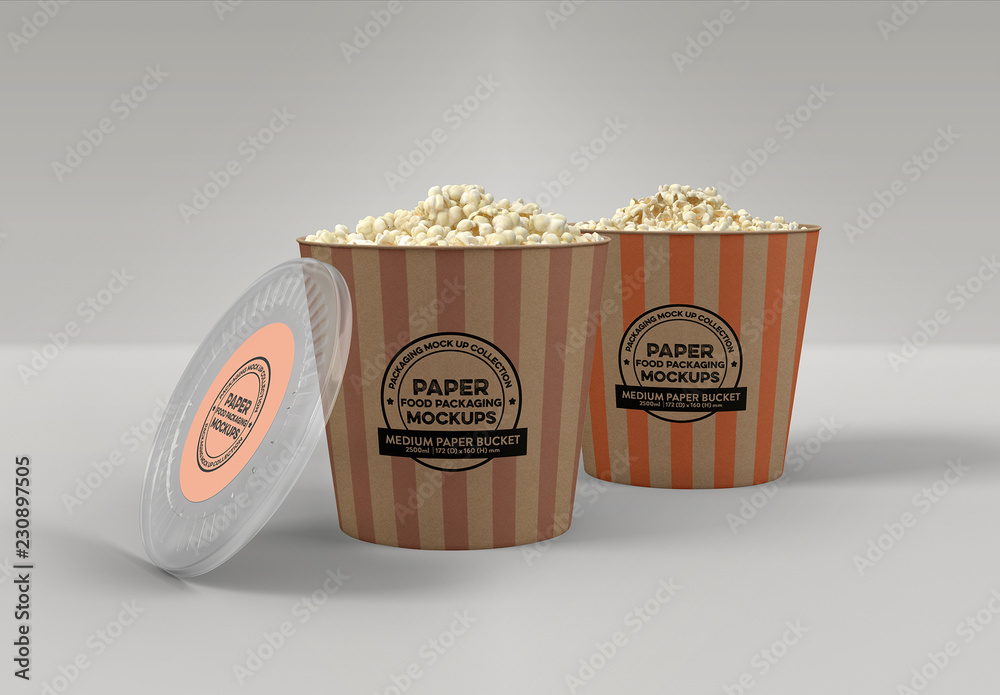 Two Tall Paper Buckets Mockup Stock Template | Adobe Stock