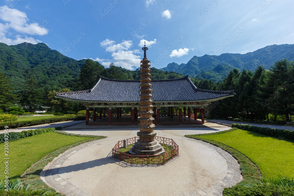 Buddhist monastery Bohen in North Korea. Bohyon Monastery was built in ...