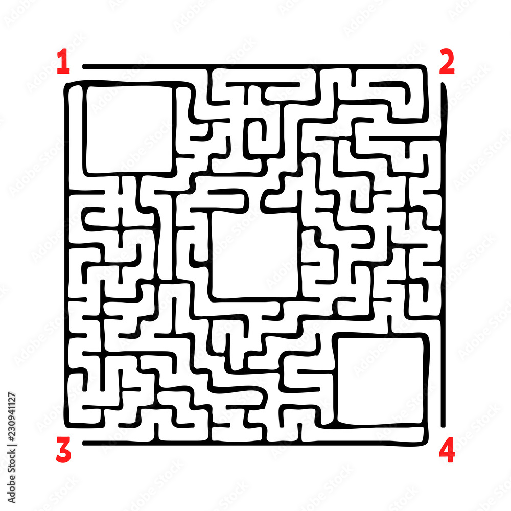 Abstract square maze. Game for kids. Puzzle for children. Four ...