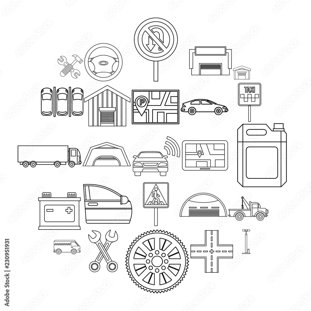 Reservoir icons set. Outline set of 25 reservoir vector icons for web ...