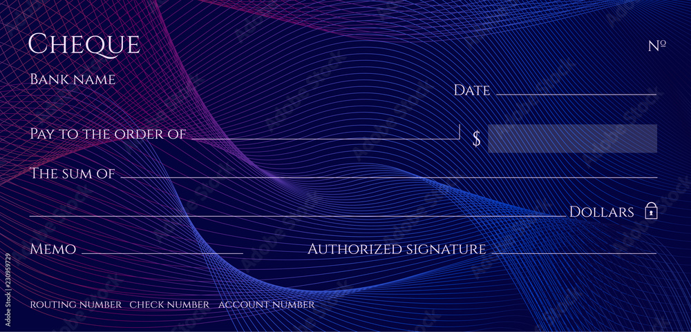 Vecteur Stock Check, Cheque (Chequebook template). Guilloche pattern ...