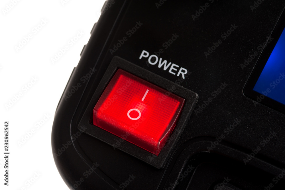 Close-up - side view - the back panel of a professional black studio ...