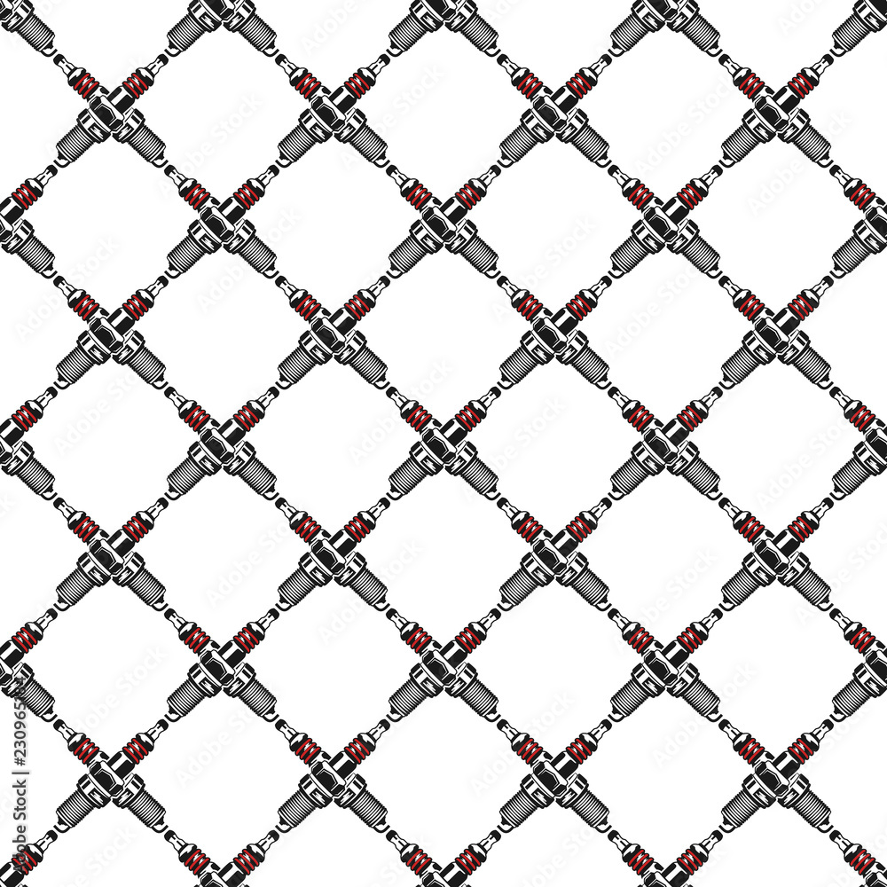 Spark plugs Pattern. Garage Seamless symbols. Stock Vector mechanic ...