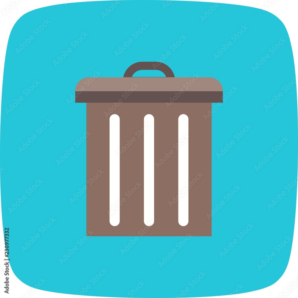 Trash Basic UI Flat Curve BG Icon Stock Vector | Adobe Stock
