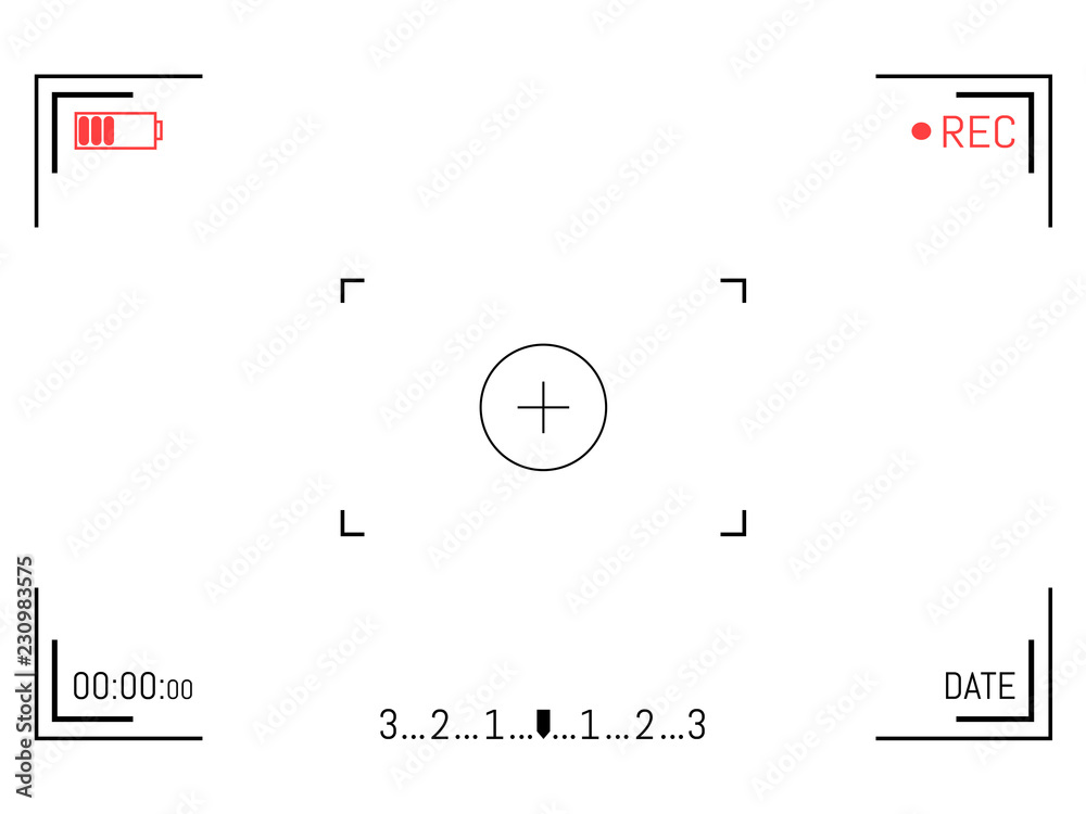 Vector digital camera frame viewfinder with screen of video recorder ...