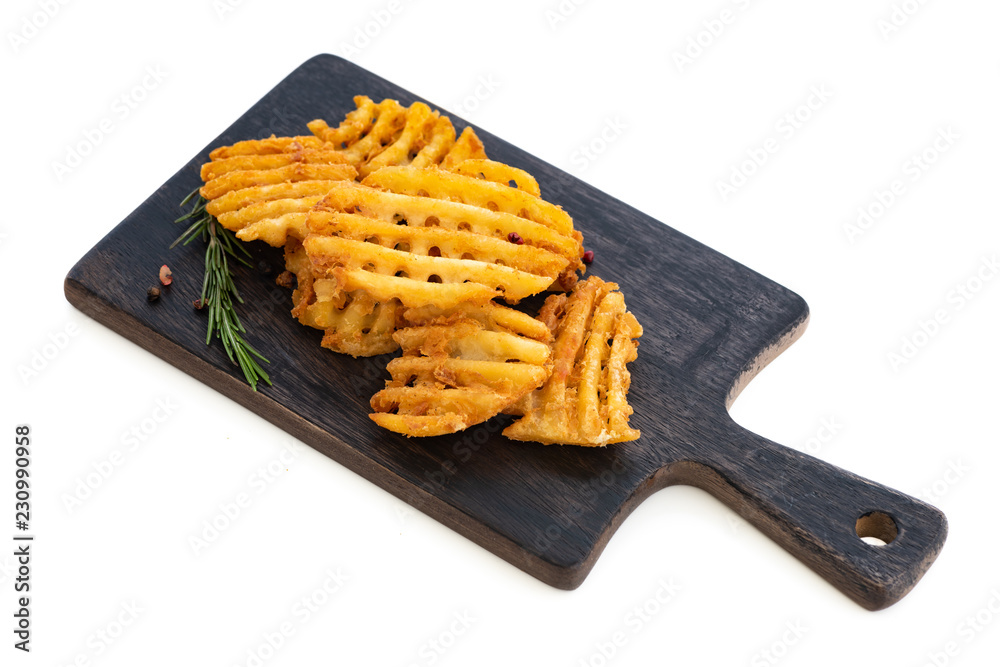 circle french fries on isolated whitebackground Stock Photo | Adobe Stock