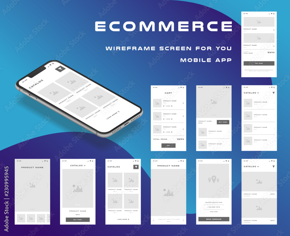 10 in 1 UI kits. Wireframes screens for your mobile app. GUI template ...