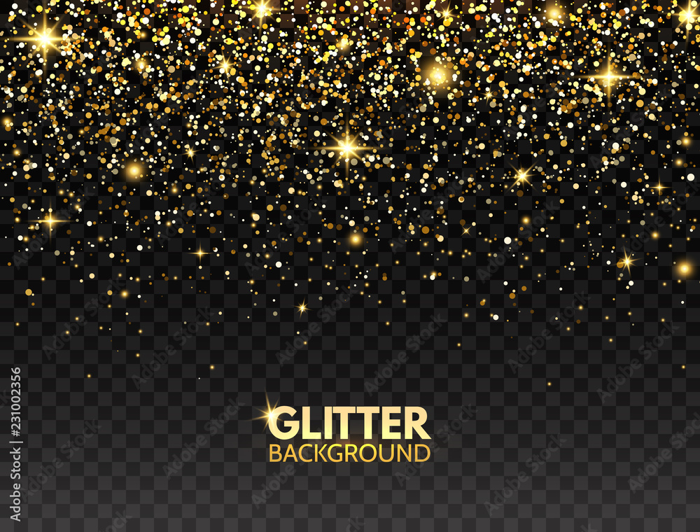 Glitter background. Gold glitter particles effect for luxury greeting ...