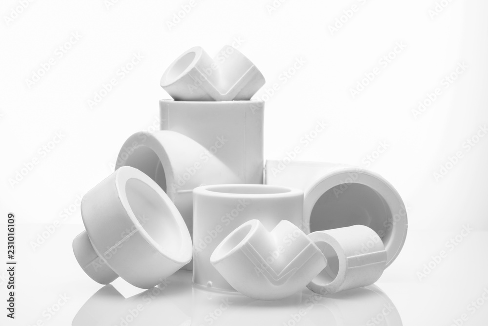 pvc fittings for water pipes on a white background Stock Photo | Adobe ...
