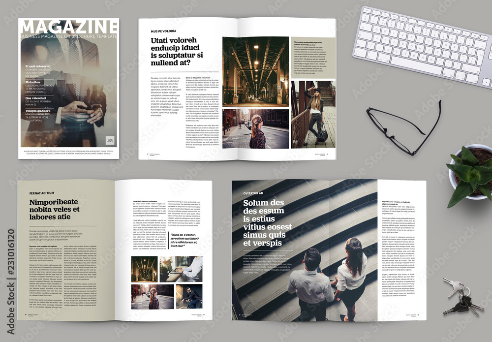 Brochure/Magazine Layout with Olive Green Accents Stock Template ...