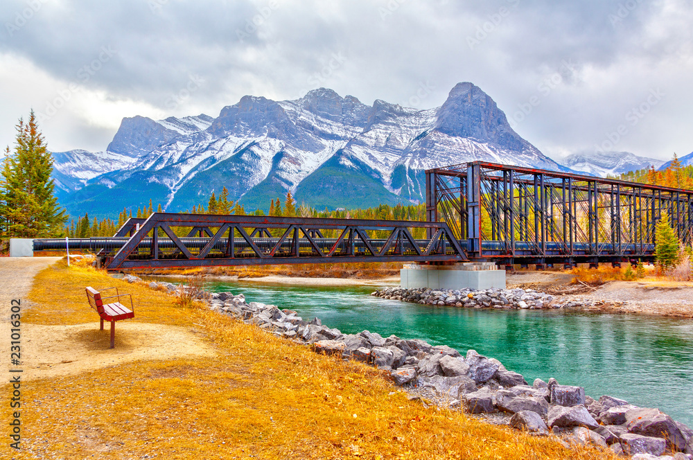 Canmore Engine Bridge Spur Line Trail Over Bow River Stock Photo ...