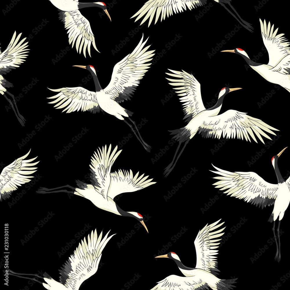 crane, pattern, vector, illustration Stock Vector | Adobe Stock