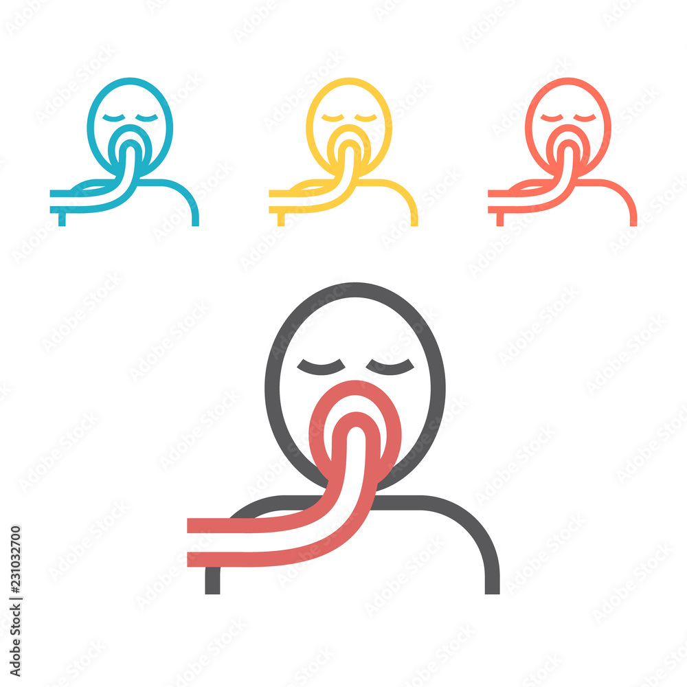 Vector illustration of artificial ventilation by airway medical. Line ...