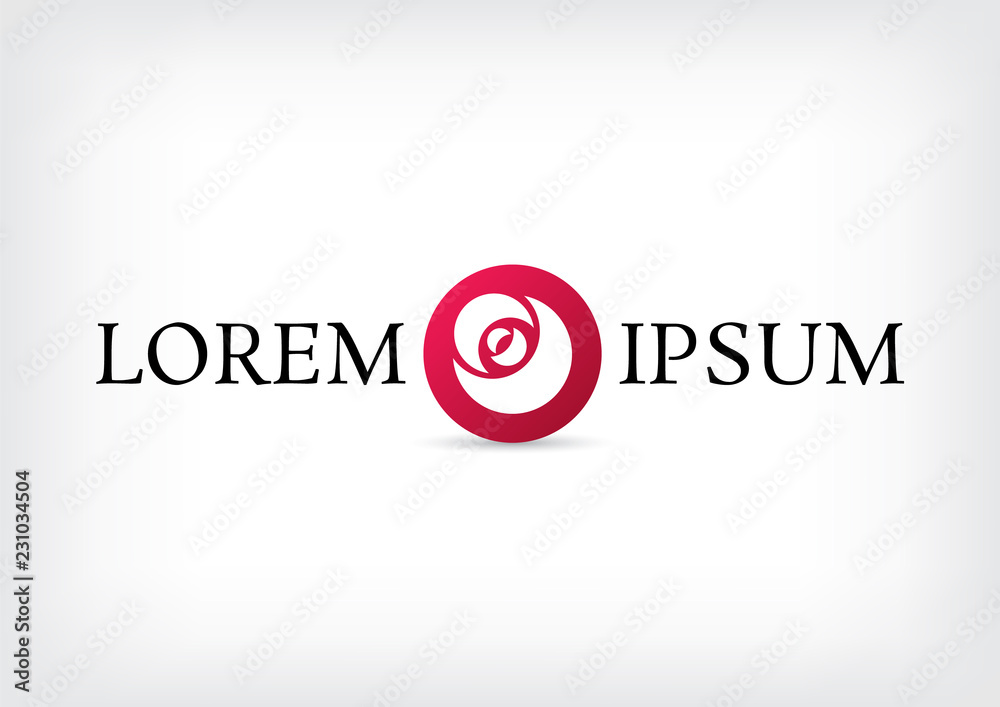 red rose circle vector logo design template, minimal curve flower icon ...