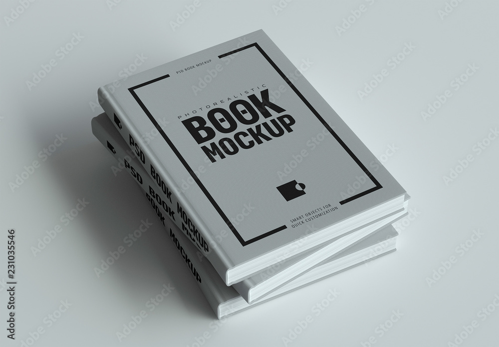 Stack of Three Hardcover Books Mock-Up Stock Template | Adobe Stock