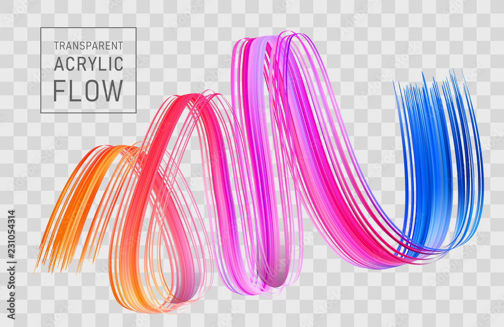 Colorful flow poster transparent brush stroke wave Stock Vector | Adobe ...