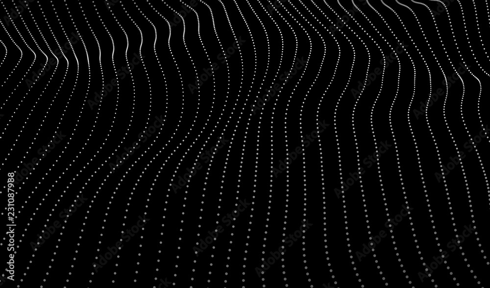 Wave 3d. Wave of particles. Futuristic point wave. Design for poster ...