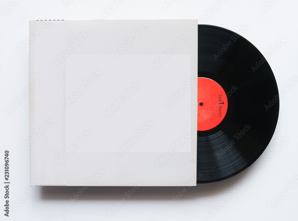 12-inch LP vinyl record with blank label on white background Stock ...