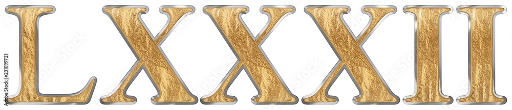 Roman numeral LXXXII, duo et octoginta, 82, eighty two, isolated on ...