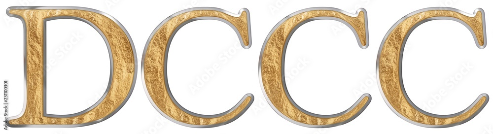 Roman numeral DCCC, octingenti, 800, eight hundred, isolated on white ...