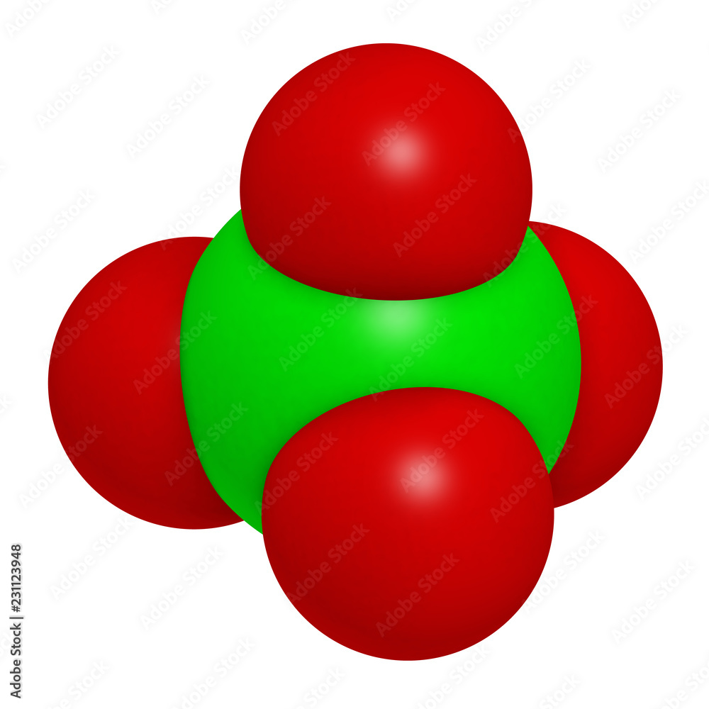 Perchlorate anion, chemical structure. Salts are used in rocket ...