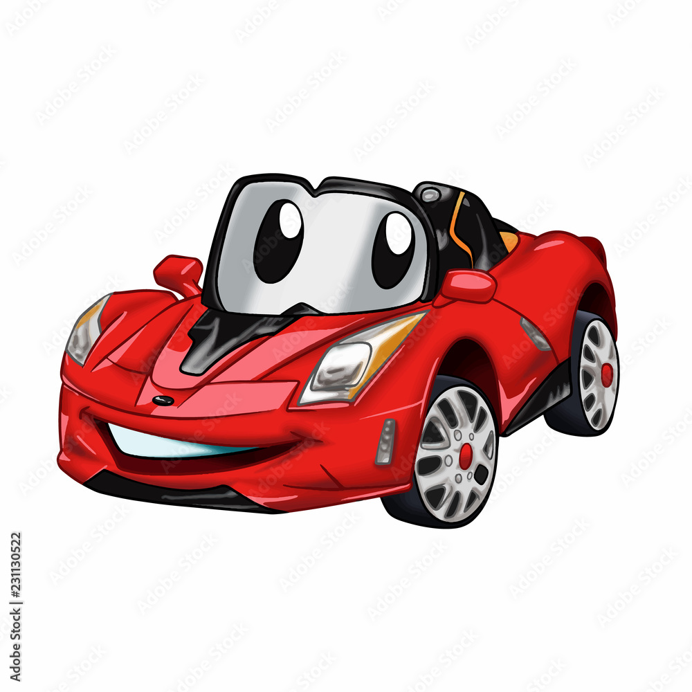 Fast car cartoon - red car cartoon - cars for kids Vector Illustration ...