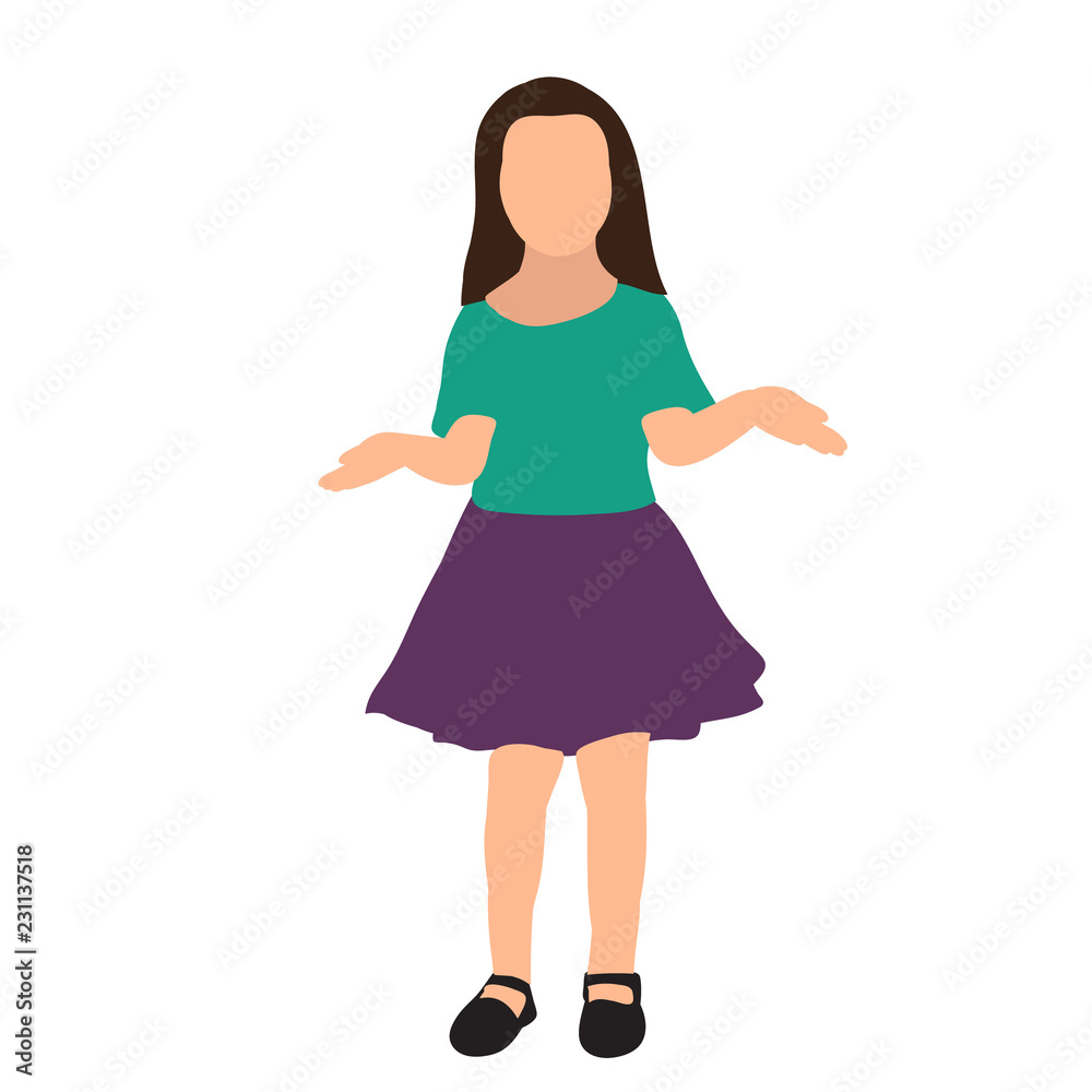 isolated, flat style little girl, no face Stock Vector | Adobe Stock